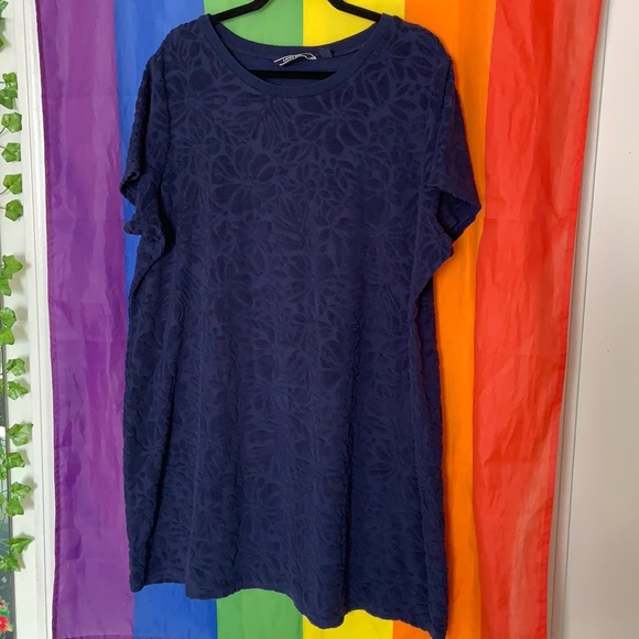 Lands' End | Dresses | Lands End Textured Floral Navy Dressswim Cover ...